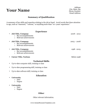 Resume Template For Older Person - Birthday Letter