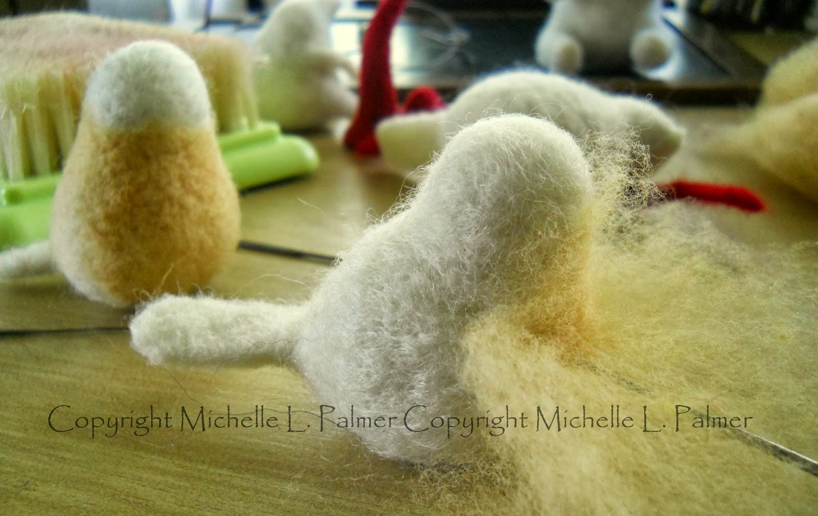 Michelle Palmer: Needle felted Chickadee pair~