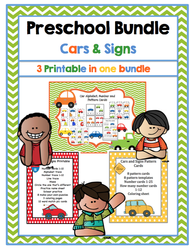 Preschool Bundle Cars and Signs ~ Preschool Printables