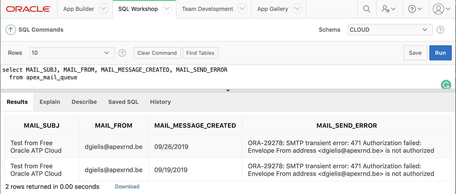 Dimitri Gielis Blog Oracle Application Express Apex Free Oracle Cloud 11 Sending Emails