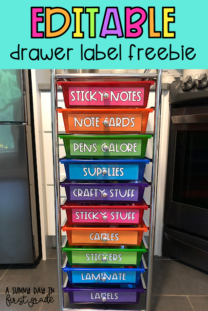 Drawer Label Freebie | A Sunny Day in First Grade