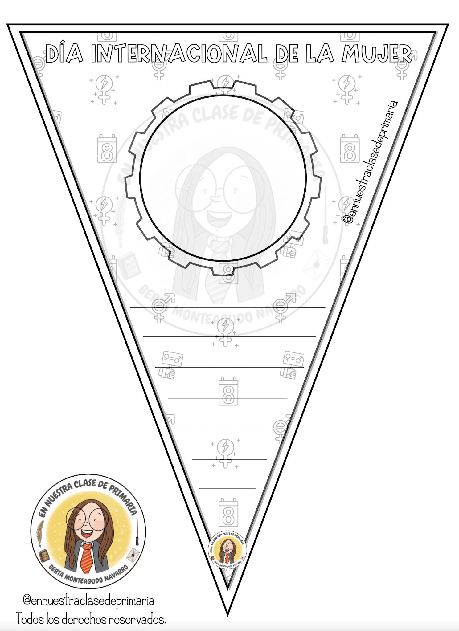 En nuestra clase de Primaria: BANDERÍN DÍA DE LA MUJER 8M