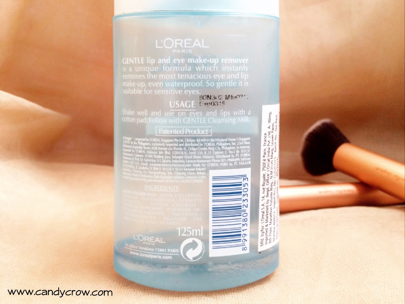 Loreal Gentle Lip And Eye Makeup Remover Review - Candy Crow