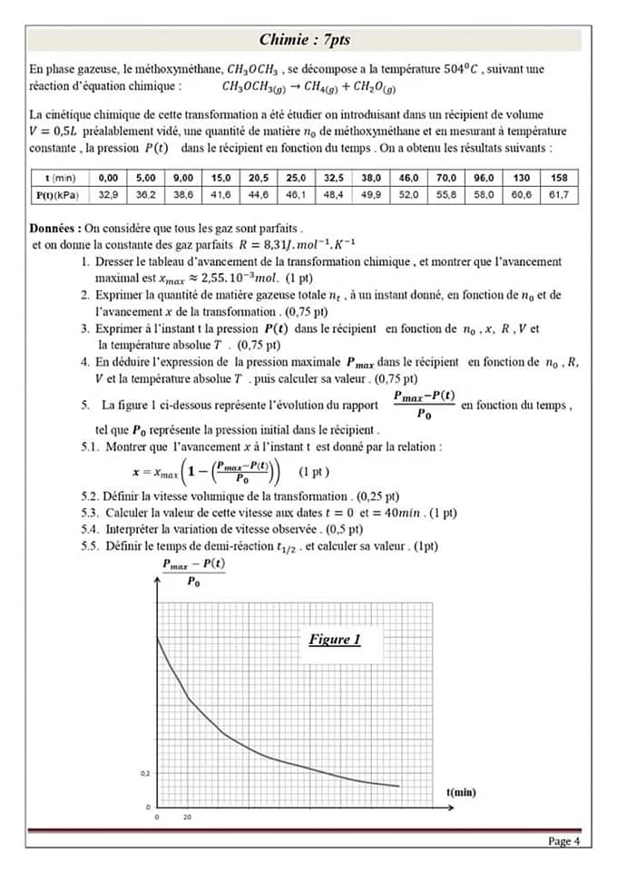 controle 1 physique-chimie semestre 1 2bac international