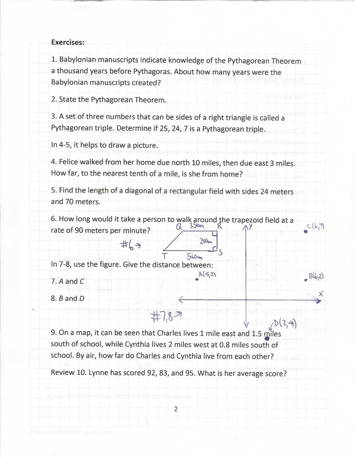 Geometry, Common Core Style: Lesson 8-7: The Pythagorean Theorem (Day 87)