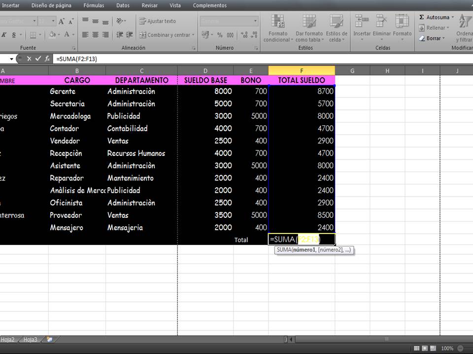 Aprendiendo lo mejor en Excel: SUMATORIA