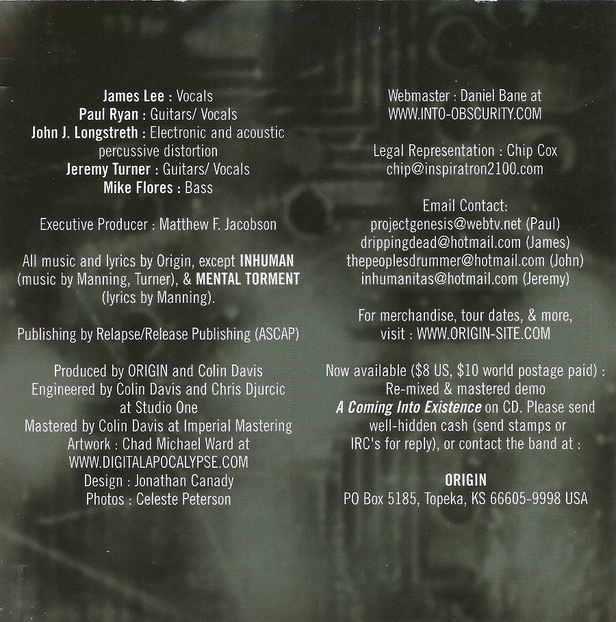 Cries from the Quiet World: Origin "Informis Infinitas Inhumanitas"