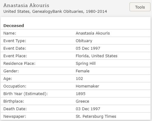 12,181 Born in Greece - U.S. GenealogyBank Obituaries