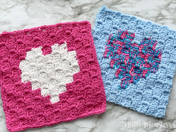 5 Little Monsters: Corner to Corner Heart Square