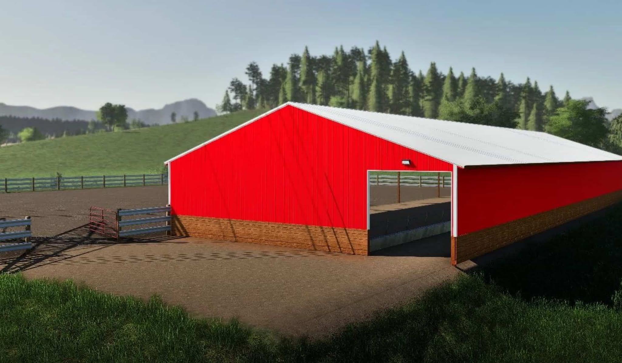 FS19 American barn with paddock v1.0 - FS 19 & 22 USA Mods Collection