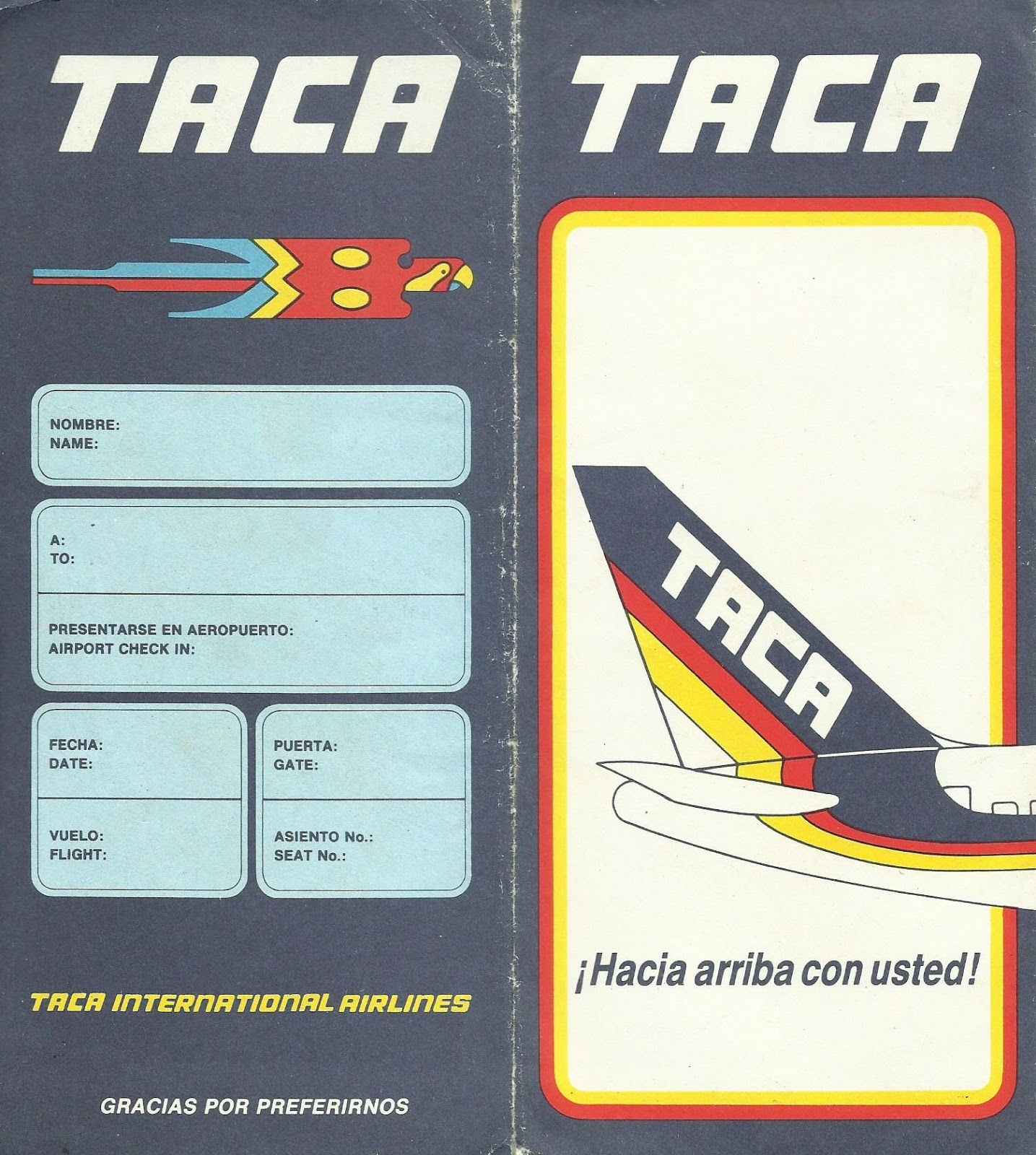 Airline memorabilia: TACA y LACSA a finales de los 80