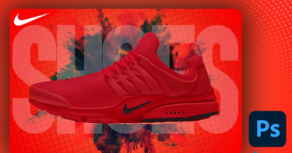 Red Nike Shoes Banner Design + Template (FREE) | Photoshop Tutorial ...