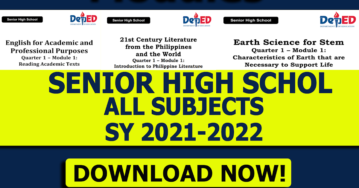 DepEd ALL Subject SHS e-SLMs | Ready-to-print Modules School Year 2021 ...