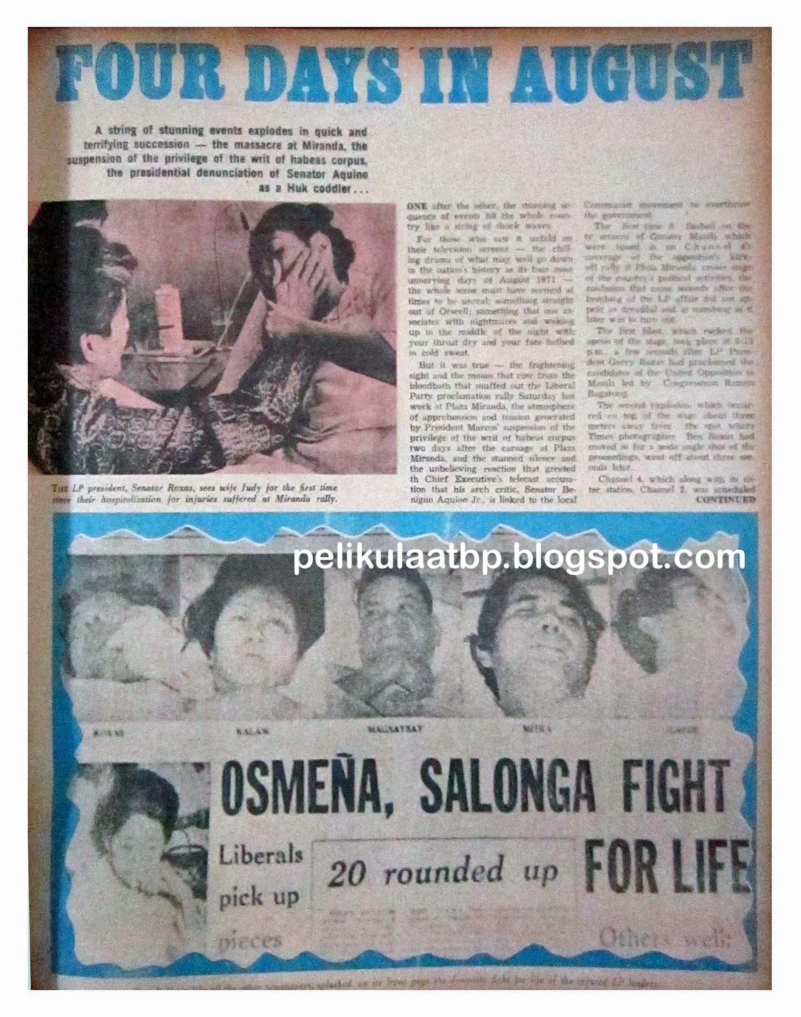 PELIKULA, ATBP.: PLAZA MIRANDA BOMBING: FOUR DAYS IN AUGUST (The Weekly ...