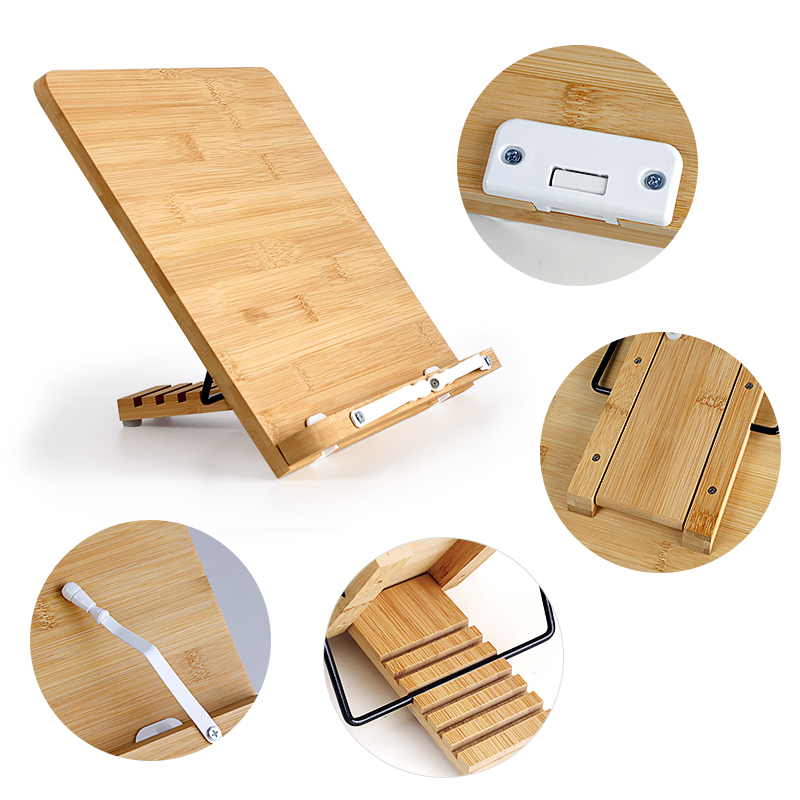 The bamboo Wood reading book stand support 6 different adjustable ...