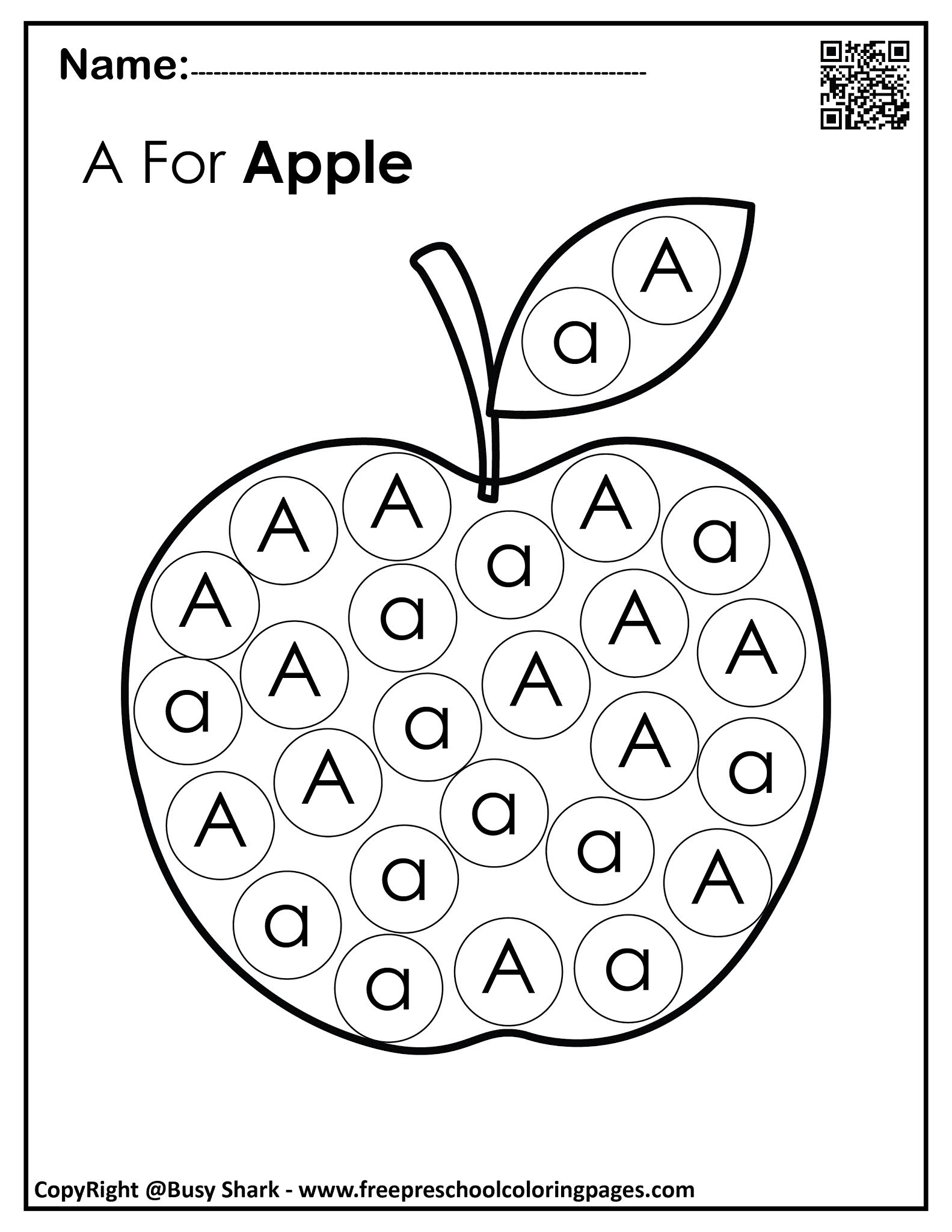 Set of Letter A "10 free Dot Markers coloring pages"
