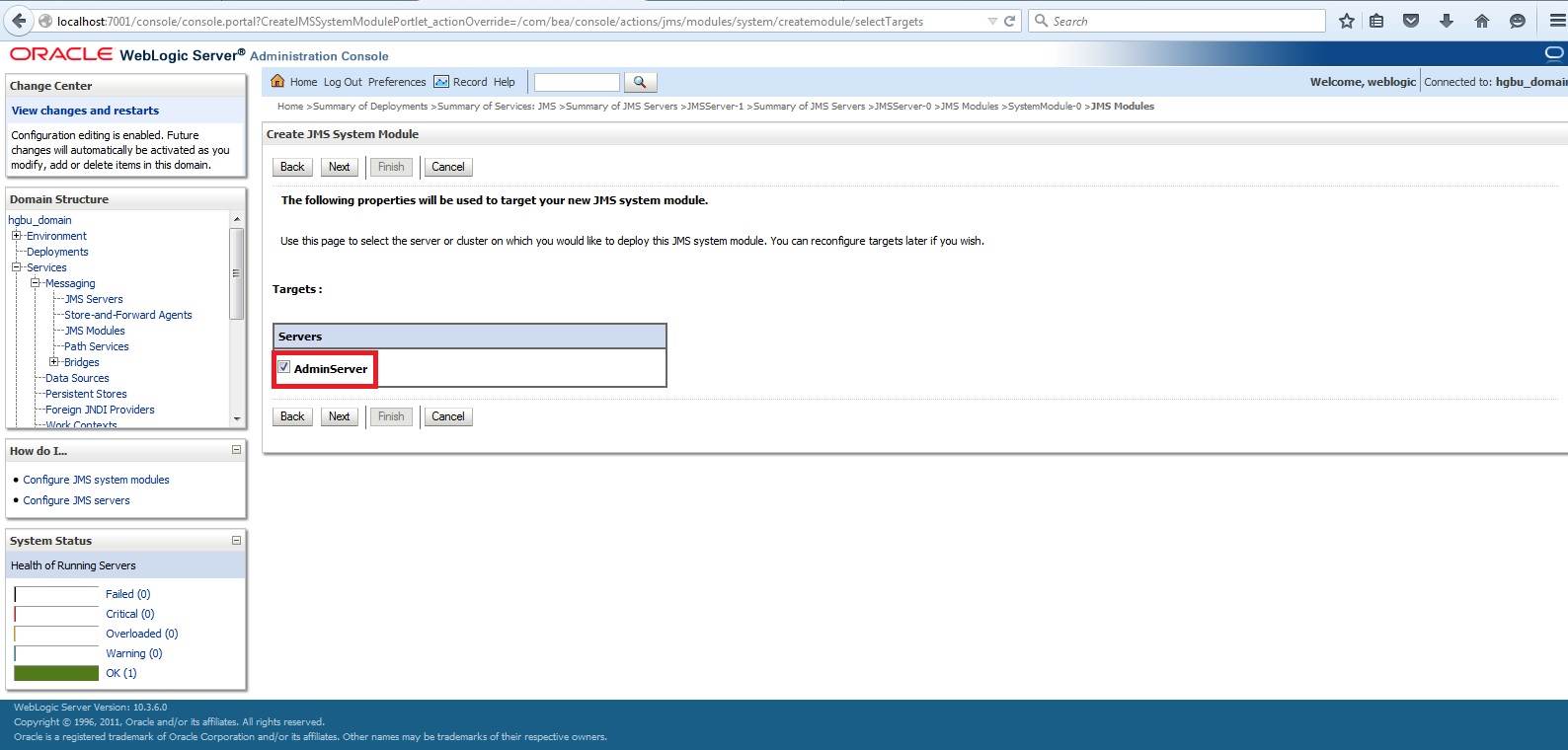 Configuring JMS Server, JMS Module, JMS Connection Factory and JMS ...