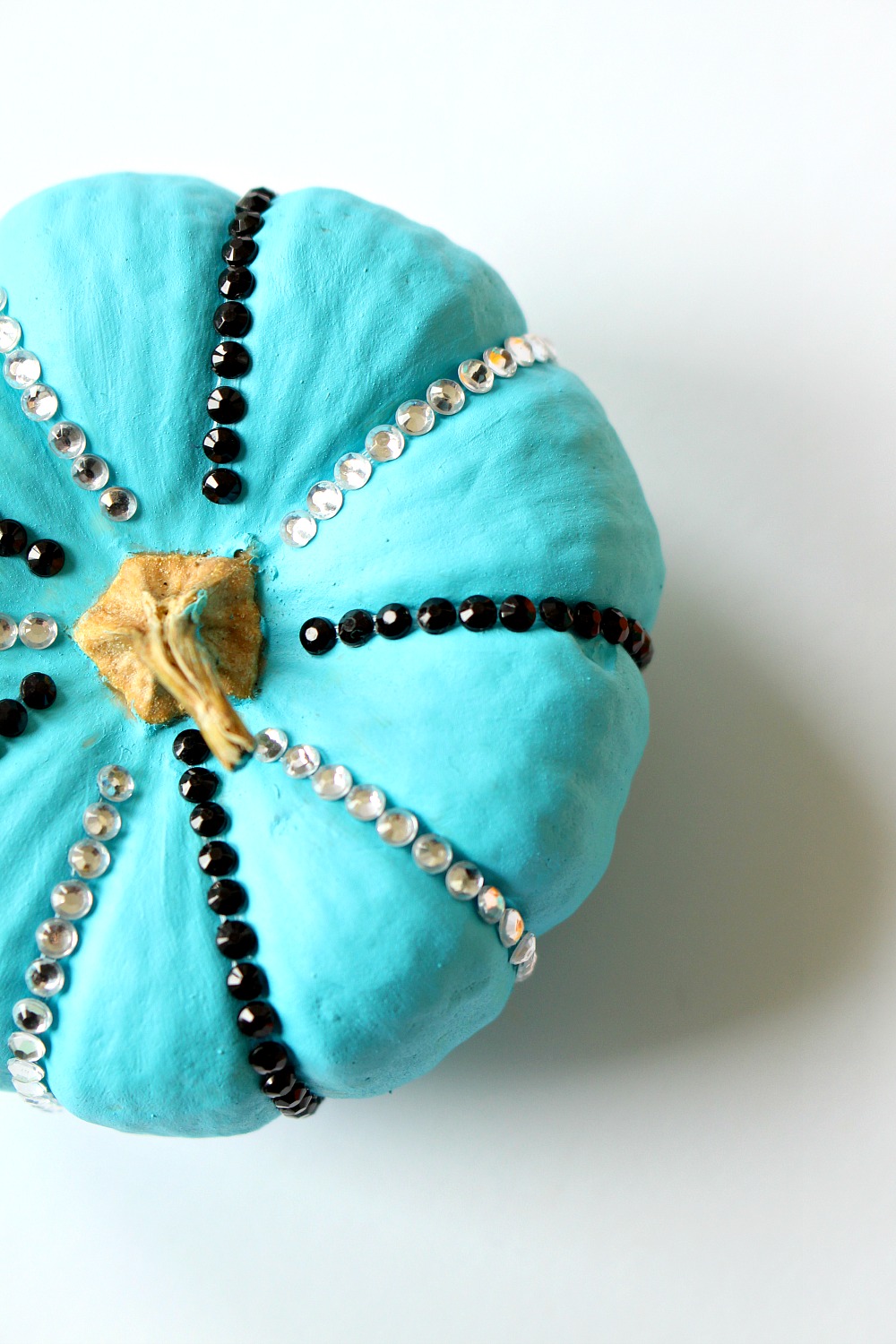 Turquoise DIY No Carve Pumpkins with Black and White Rhinestone ...