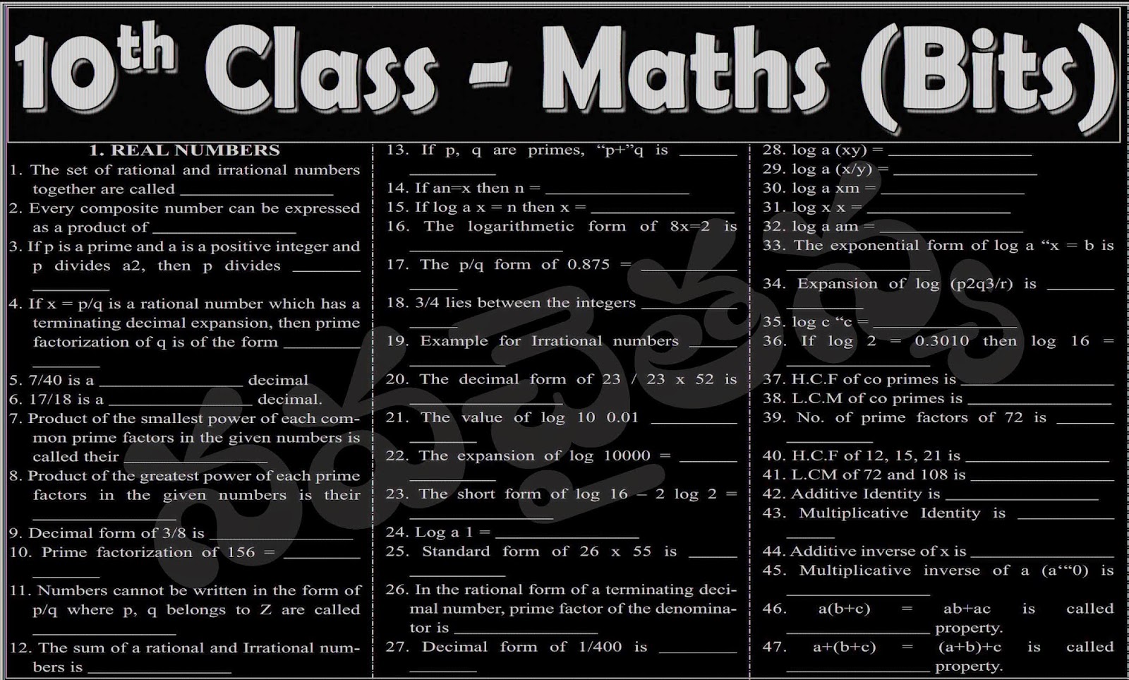 10th Class (Maths) Bits - Real Numbers