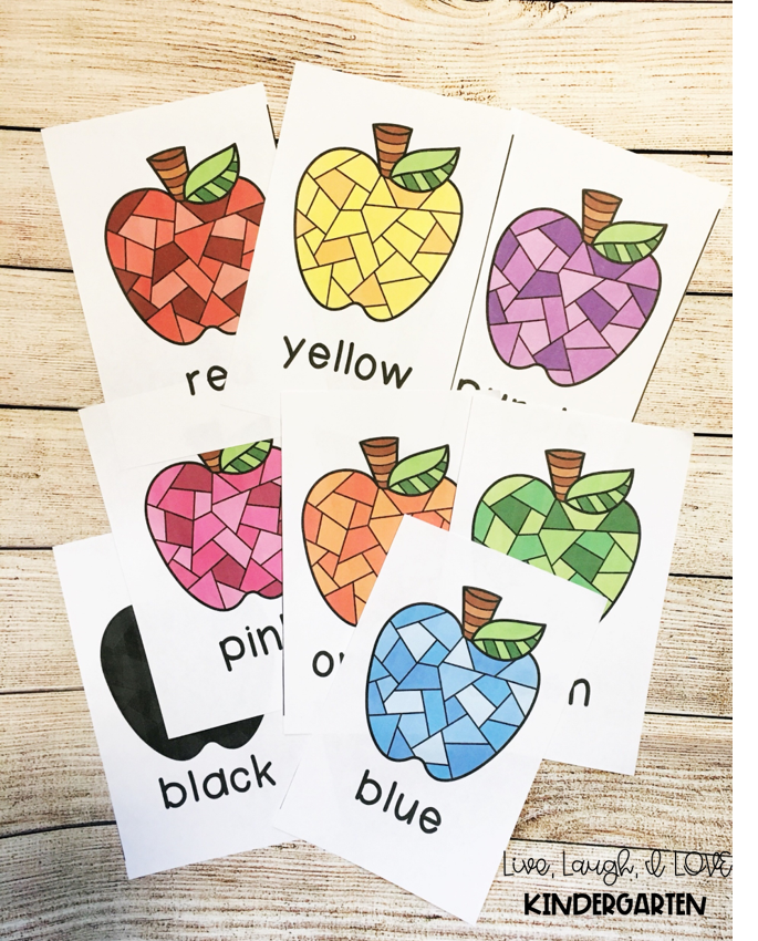 I shared these on my Instagram , but we used these apple color cards to ...