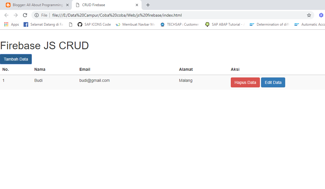 Membuat CRUD Sederhana Dengan Firebase Javascript dan Bootstrap