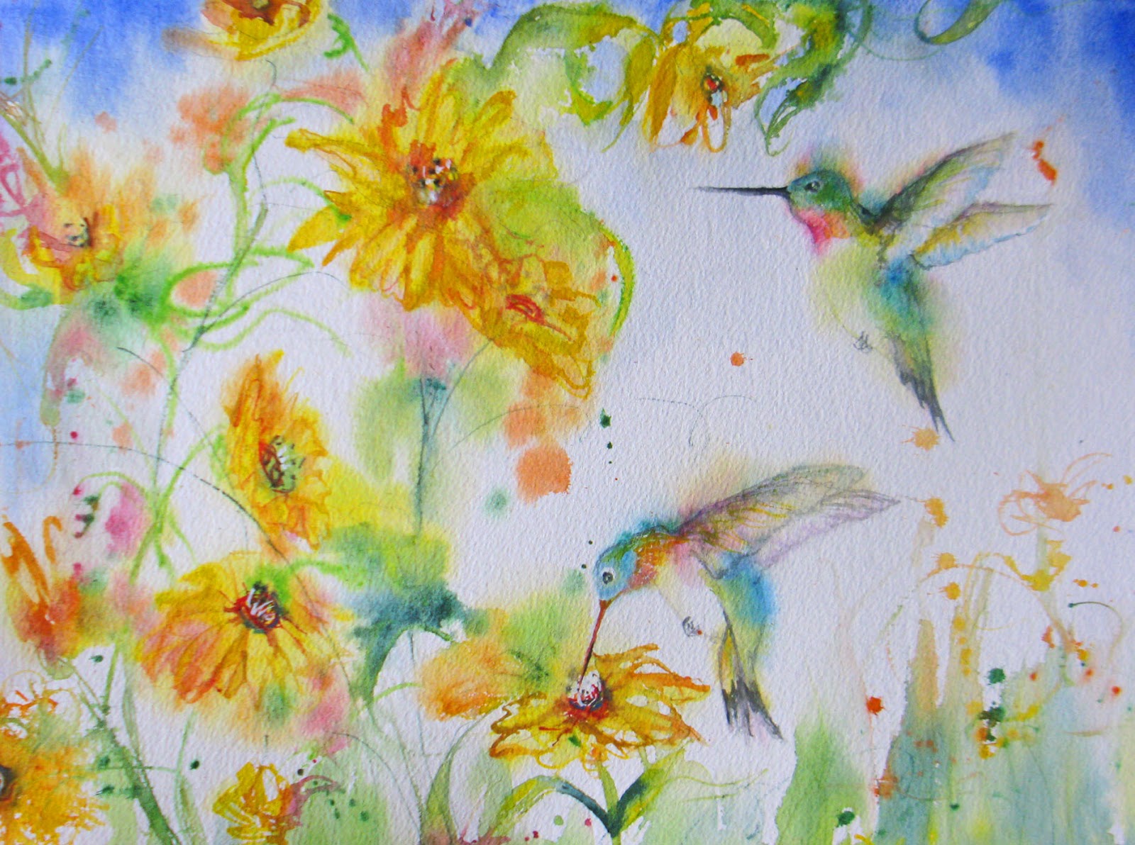 Watercolor Artists International: "Hummingbird Wildflower Express ...