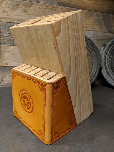Leather Covered Knife Block