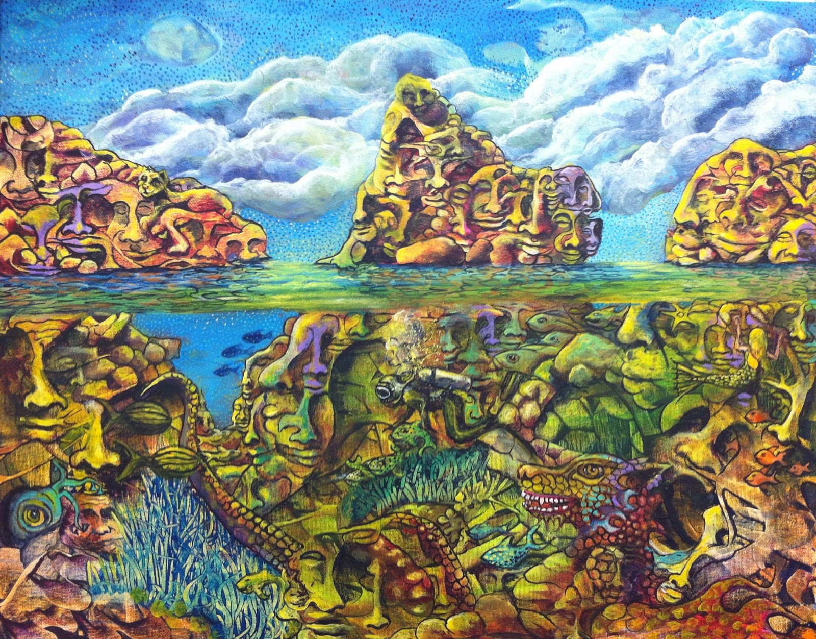 Lytle: "Smuggler's Cove"acrylic painting by Joe Lytle 2013 with details