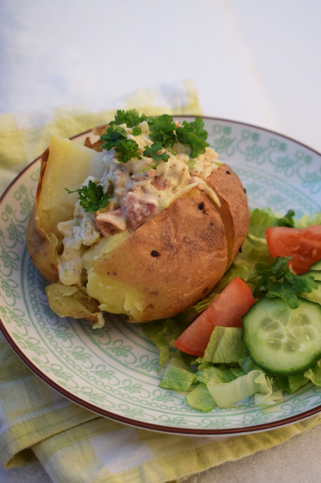 Smaskelismaskens: Bakad potatis med baconoströra