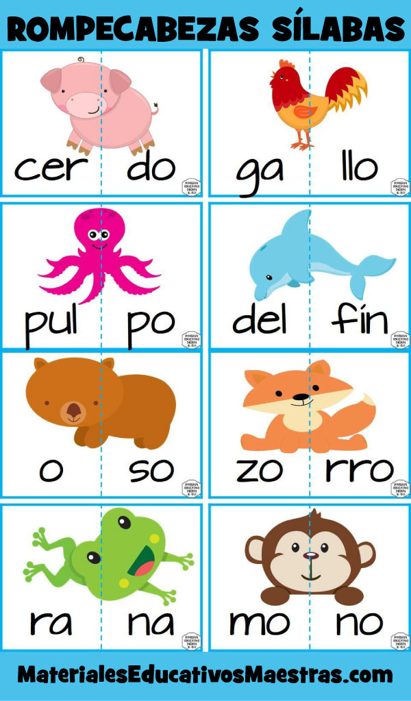 Rompecabezas de Sílabas | Materiales Educativos para Maestras