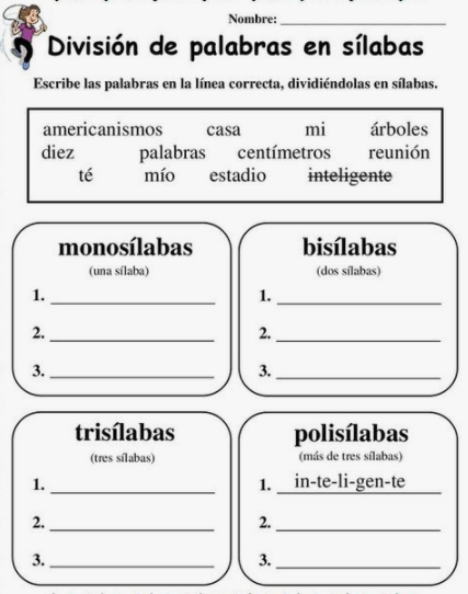 MONOSÍLABAS, BISÍLABAS, TRISÍLABAS