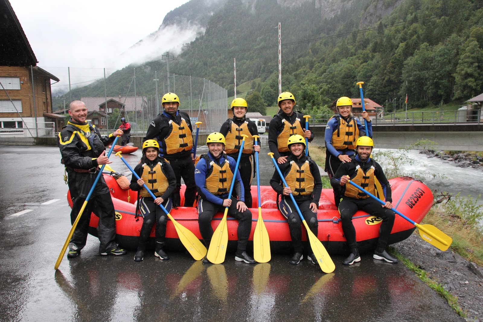 White Water Rafting In The Glacial River Of Interlaken, Switzerland