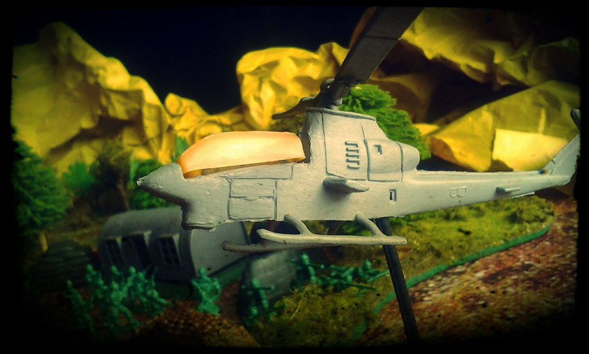 HO scale Military Camp and Helicopter Base