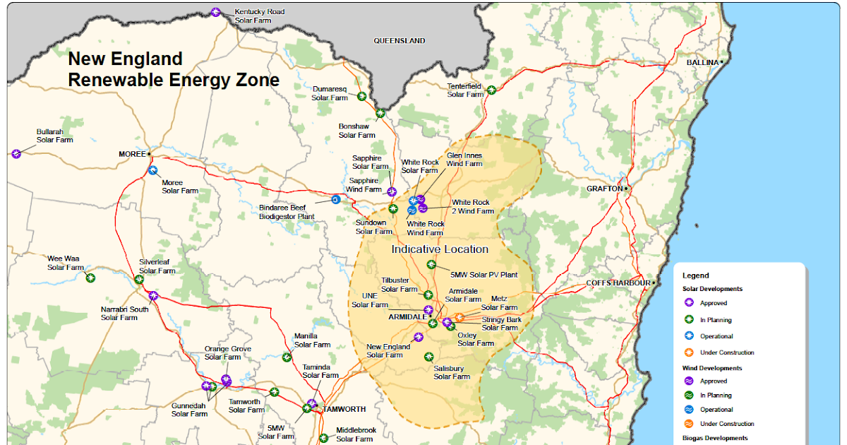 New England, Australia: New England Renewable Energy Zone - projects in ...