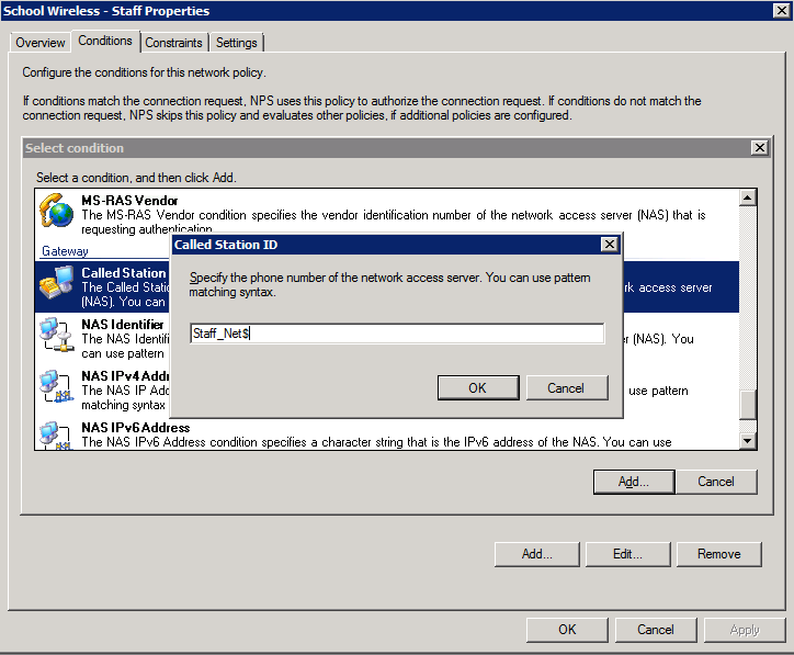 Microsoft NPS as a RADIUS Server for WiFi Networks: SSID Filtering