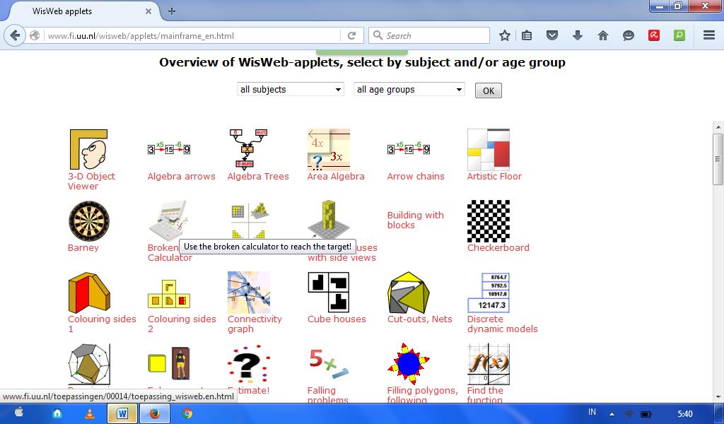 WisWeb Applets “BROKEN CALCULATOR” ~ Math is Fun