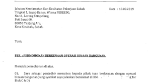 Contoh Surat Permohonan Syarikat Yang Memohon Kontraktor Utama Jkkp ...