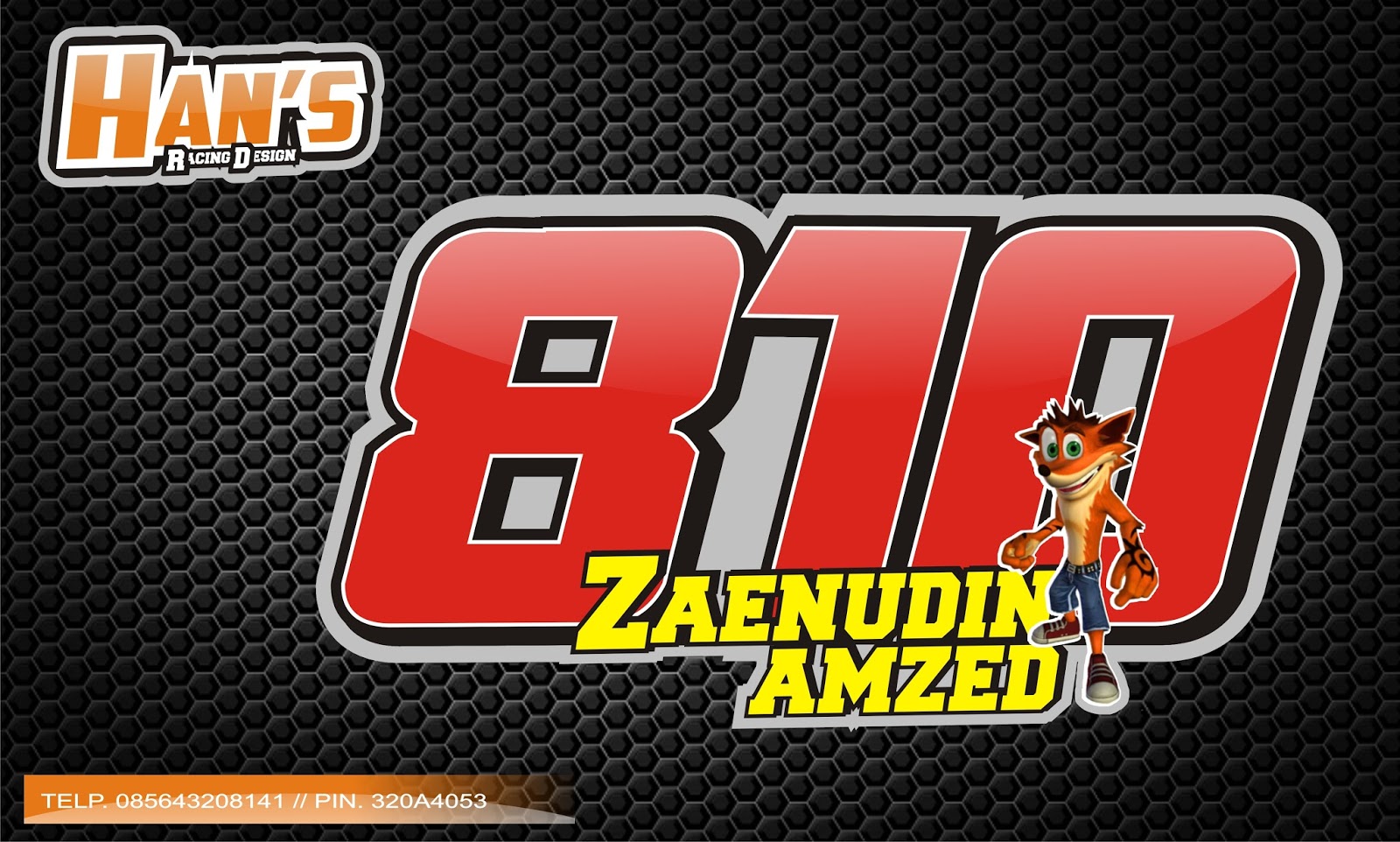 Han's Racing Design: Desain Nomor Racing