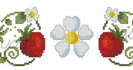 BORDURA FRAGOLE SCHEMA PUNTO CROCE