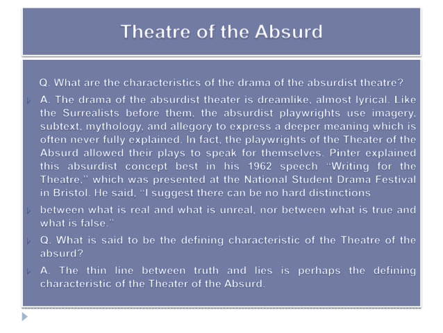English Literature : What is Theater of Absurd?