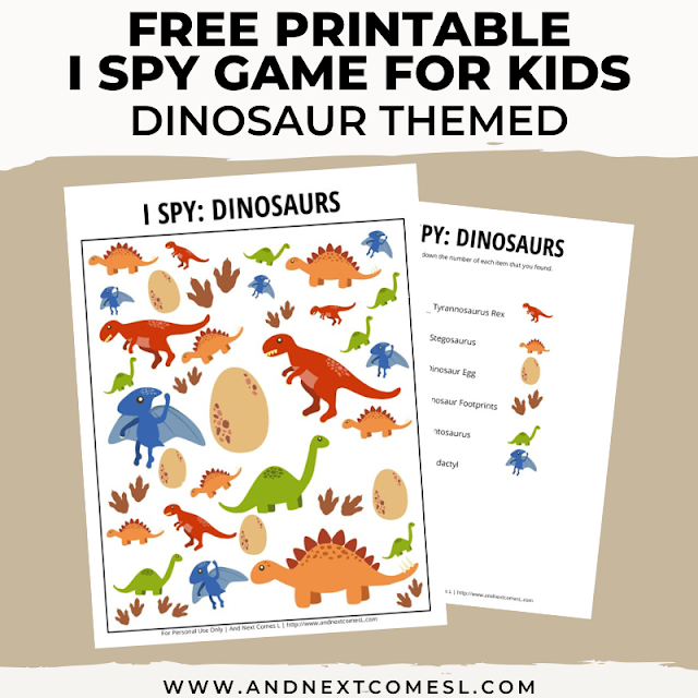 Dinosaur Themed I Spy Game {Free Printable for Kids} | And Next Comes L ...