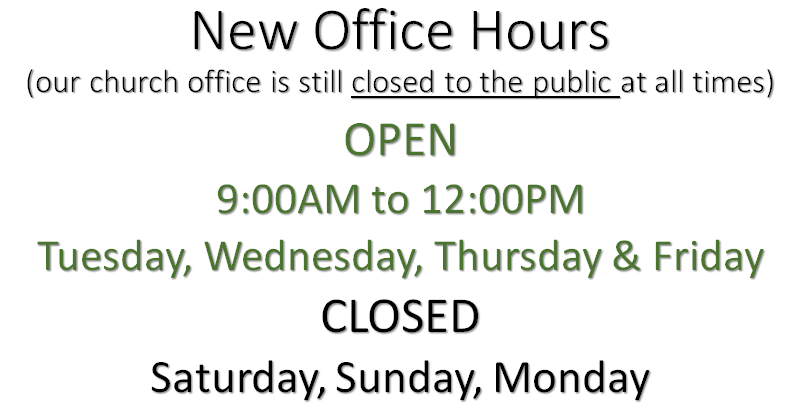 New Church Office Hours