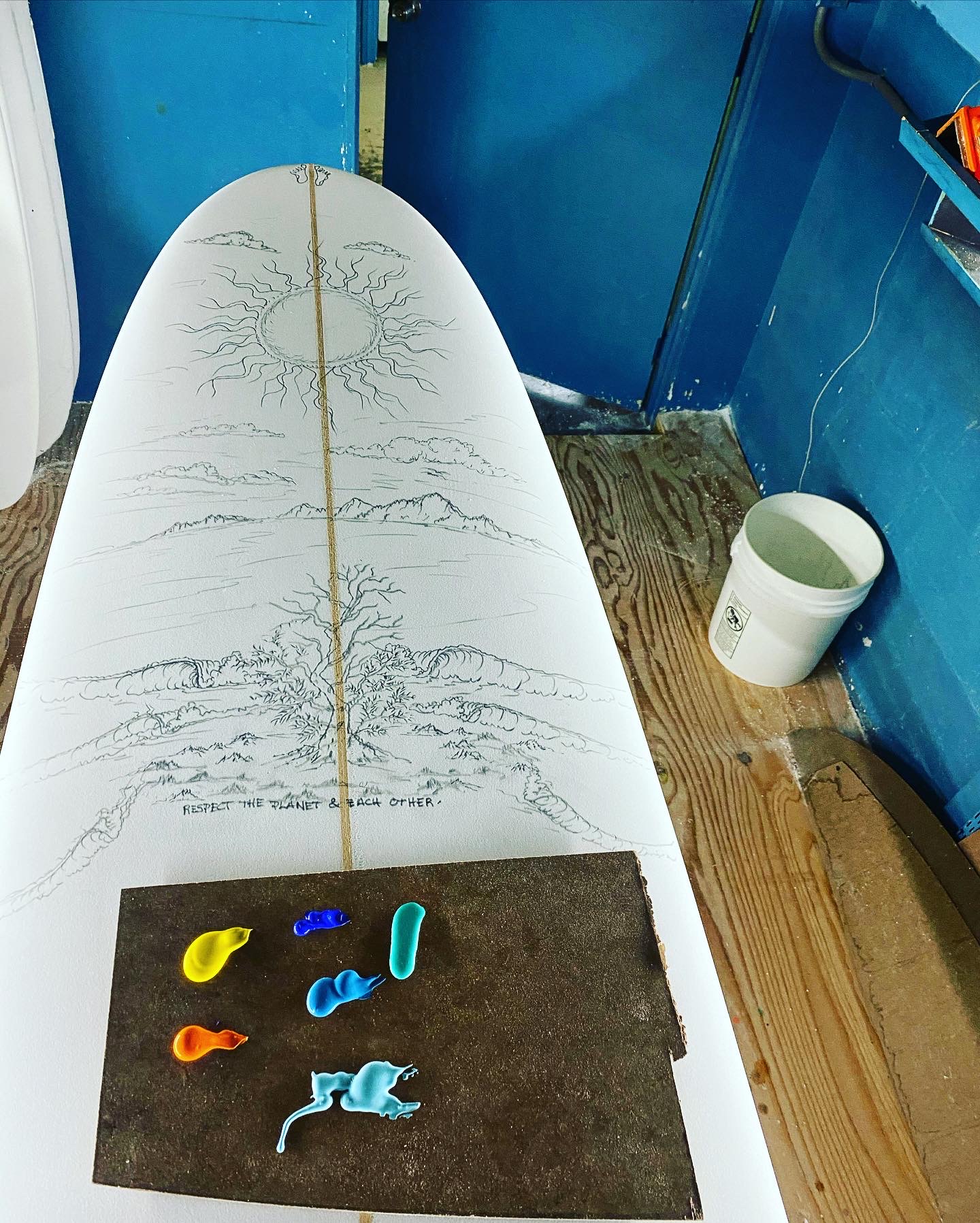 Surfer-Shaper-Artist : Tree of life art on a surfboard by Paul Carter