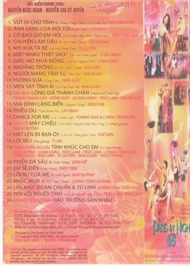 Thúy Nga Video 80 - Paris By Night 63 (Dòng Thời Gian) ~ CD Nhạc Việt