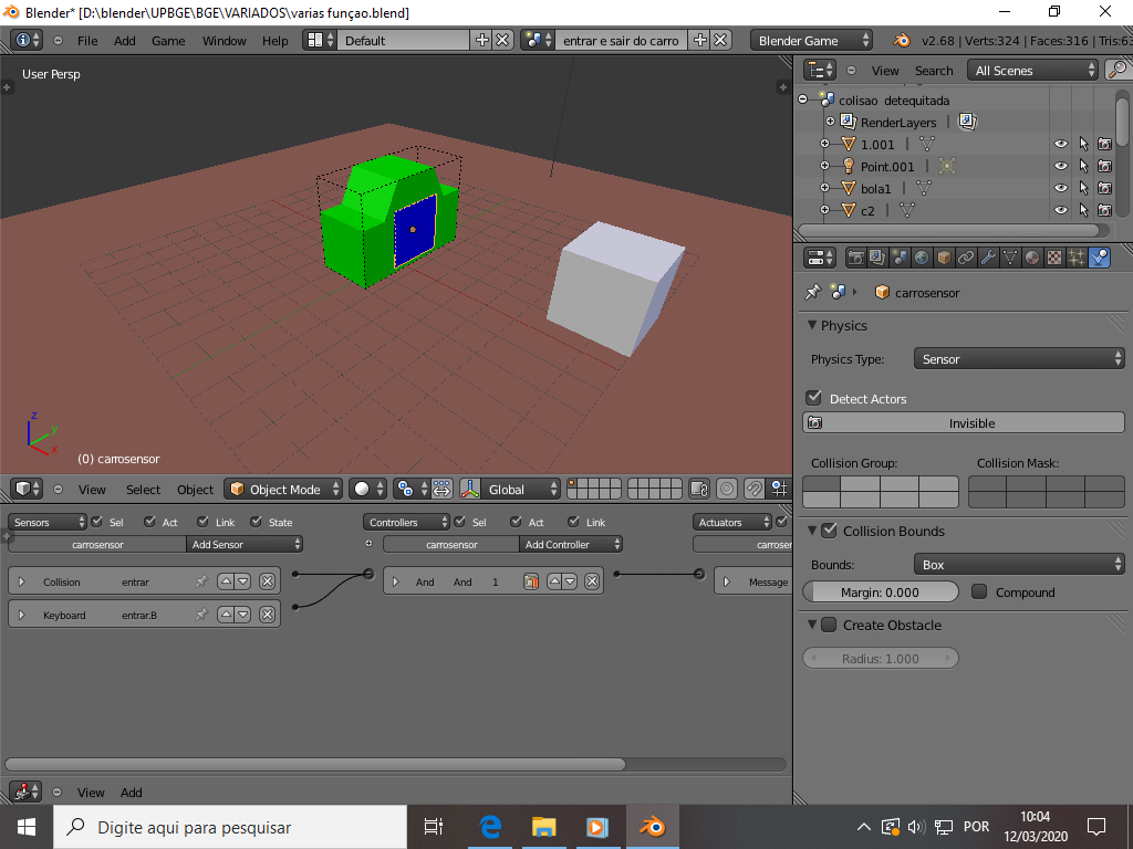 BLENDER UPBGE: 09=BLENDER BGE varias funçoes parte2