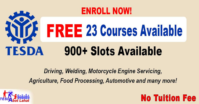 23 TESDA Courses for Free : Enroll Now! (900+ Slots Available)