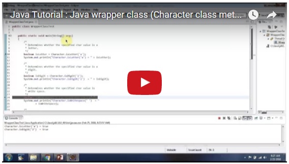 Java Ee Java Tutorial Java Wrapper Class Character Class Methods