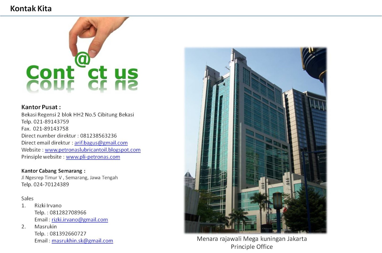 PETRONAS LUBRICANT OIL: Contact US