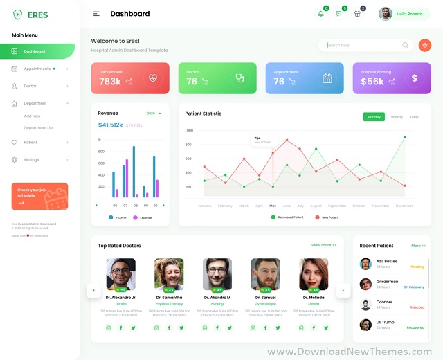 Hospital Admin Dashboard User Interface PSD Template - Download New Themes