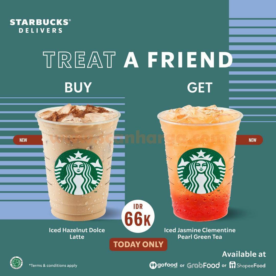Promo STARBUCKS TREAT A FRIENDS – 2 Minuman Mulai 66RB* - scanharga